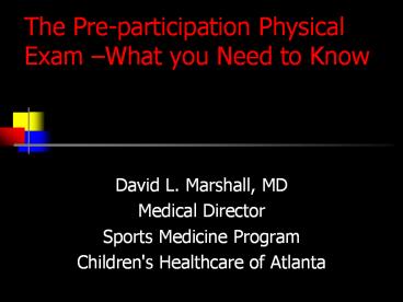 The Pre-participation Physical Exam presentation | free to view