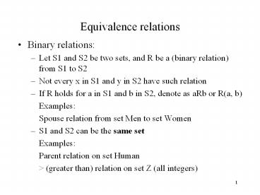 Equivalence relations presentation | free to download