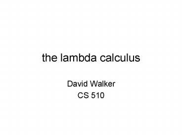 the lambda calculus presentation | free to download