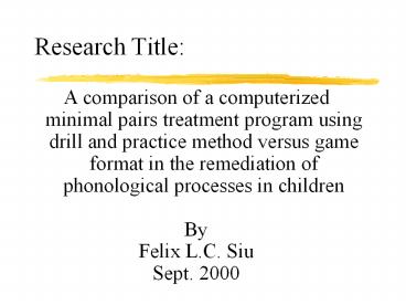 PPT – Research Title: PowerPoint presentation | free to view - id ...