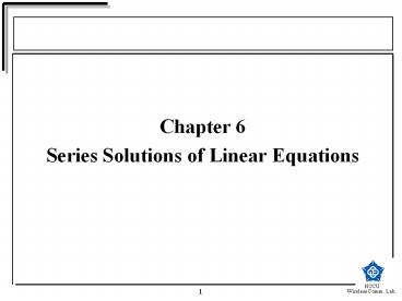 Series Solutions of Linear Equations presentation | free to view