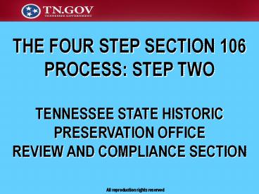 PPT – THE FOUR STEP SECTION 106 PROCESS: STEP TWO TENNESSEE STATE ...