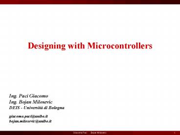 Designing with Microcontrollers presentation | free to view