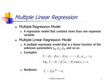Multiple Linear Regression presentation | free to download