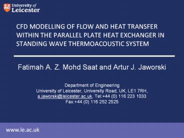 PPT – CFD Modelling of Flow and Heat Transfer within the Parallel Plate ...