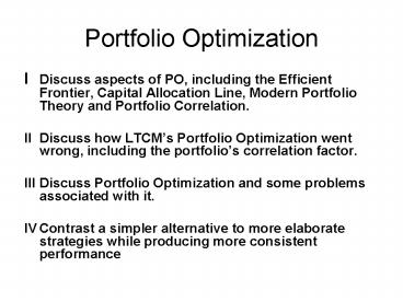 PPT – Portfolio Optimization PowerPoint presentation | free to view ...