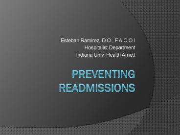 Preventing Readmissions presentation | free to view