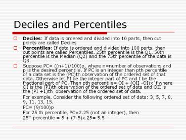 PPT – Deciles%20and%20Percentiles PowerPoint presentation | free to ...