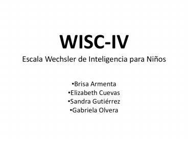 WISC-IV Escala Wechsler de Inteligencia para Ni presentation | free to ...