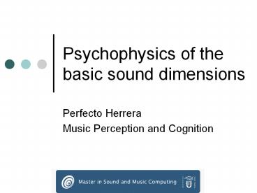 Psychophysics of the basic sound dimensions presentation | free to view