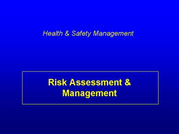 Risk Assessment presentation | free to view
