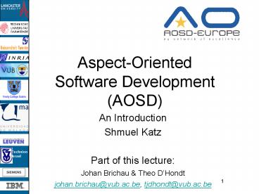 Aspect-Oriented Software Development (AOSD) presentation | free to view
