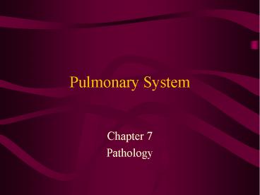 Pulmonary System presentation | free to download
