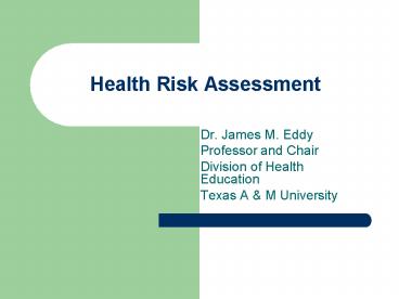 Health Risk Assessment presentation | free to view