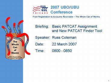 Briefing:Basic PATCAT Assignment and New PATCAT Finder Tool ...