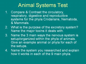 Animal Systems Test presentation | free to download