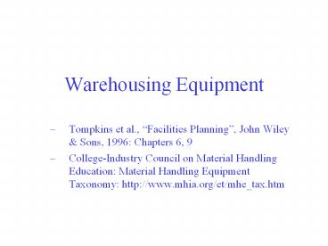 PPT – Warehousing Equipment PowerPoint presentation | free to download ...