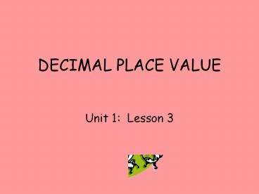 DECIMAL PLACE VALUE presentation | free to view