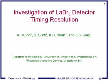 Investigation of LaBr3 Detector Timing Resolution presentation | free ...