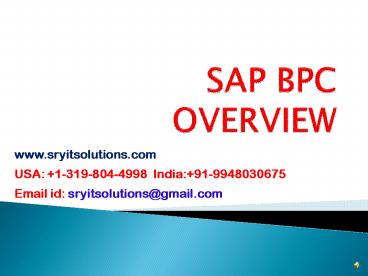 SAP BPC OVERVIEW | SRYIT SOLUTIONS presentation | free to download