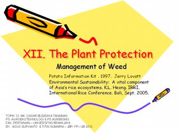 XII. The Plant Protection presentation | free to view