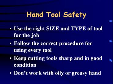 Hand Tool Safety presentation | free to download