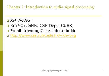Chapter 1: Introduction to audio signal processing presentation | free ...