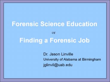 PPT – Careers in Forensic Science PowerPoint presentation | free to ...