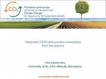 Integrated CDM best practice example(s) from Macedonia presentation ...