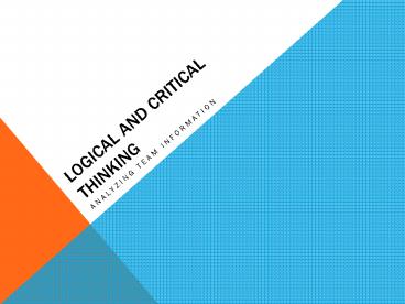 LOGICAL and CRITICAL THINKING presentation | free to view