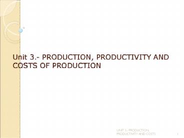 PPT – Unit 3.- PRODUCTION, PRODUCTIVITY AND COSTS OF PRODUCTION ...