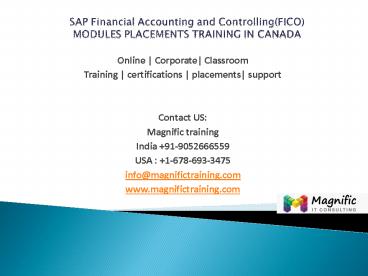 SAP FICO ALL MODULES CONIFIGURATIONS TRAINING@Magnifictraining.com ...