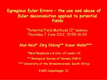 PPT – Egregious Euler Errors PowerPoint presentation | free to view ...