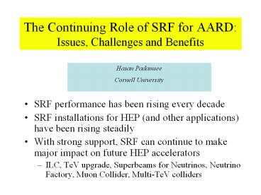 PPT – The Continuing Role of SRF for AARD: Issues, Challenges and ...
