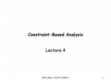 PPT – Constraint-Based Analysis PowerPoint presentation | free to ...