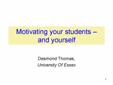 PPT – Motivating your students PowerPoint presentation | free to view ...
