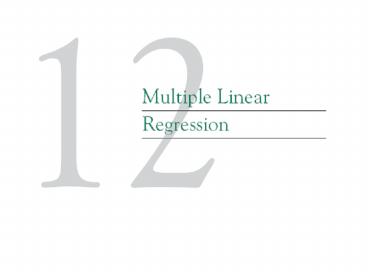 PPT – 12-1 Multiple Linear Regression Models PowerPoint presentation ...