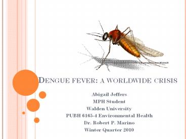 Dengue fever: a worldwide crisis presentation | free to download