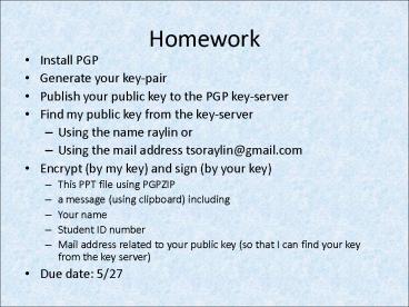 PPT – Homework PowerPoint presentation | free to download - id: 5b0923 ...