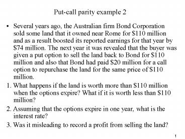 Put-call parity example 2 presentation | free to download