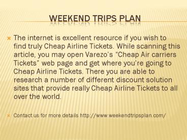 Weekend trips plan presentation | free to download
