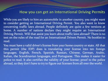 PPT – international drivers license PowerPoint presentation | free to ...