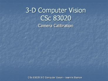 3-D Computer Vision CSc 83020 presentation | free to download