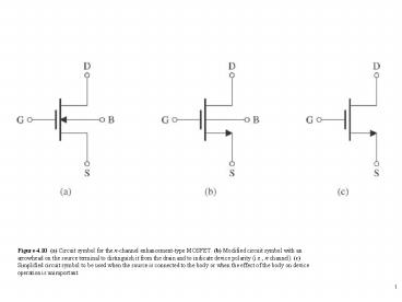 Figure 4.10 (a) Circuit symbol for the n-channel enhancement-type ...