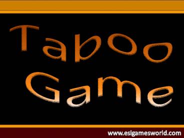 Taboo presentation | free to download