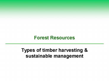 Forest Resources presentation | free to view