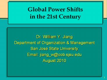 Global Power Shifts in the 21st Century presentation | free to view