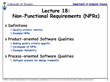 Lecture 18: Non-Functional Requirements (NFRs) presentation | free to ...