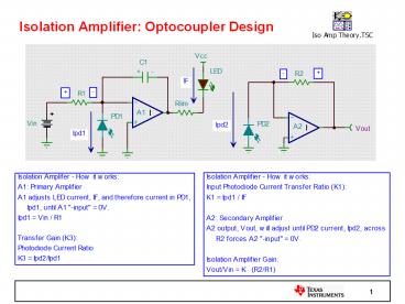 Isolation Amplifier: Optocoupler Design presentation | free to download