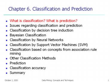 PPT – Chapter 6. Classification and Prediction PowerPoint presentation ...